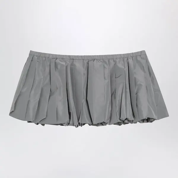 Miu Miu Pleated Balloon Tec Canvas Miniskirt - Gray