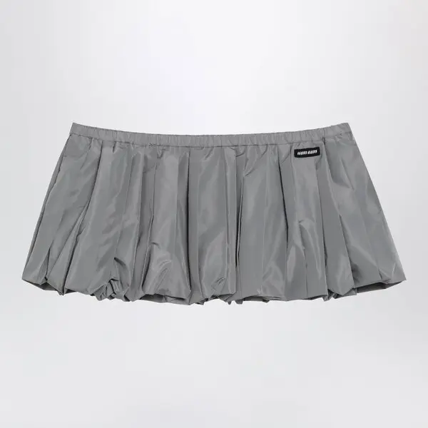 Miu Miu Pleated Balloon Tec Canvas Miniskirt - Gray