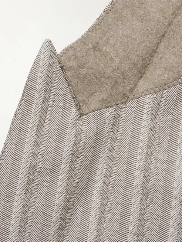 Nn07 Jordin 10058 Double-breasted Striped Cotton-blend Herringbone Blazer
