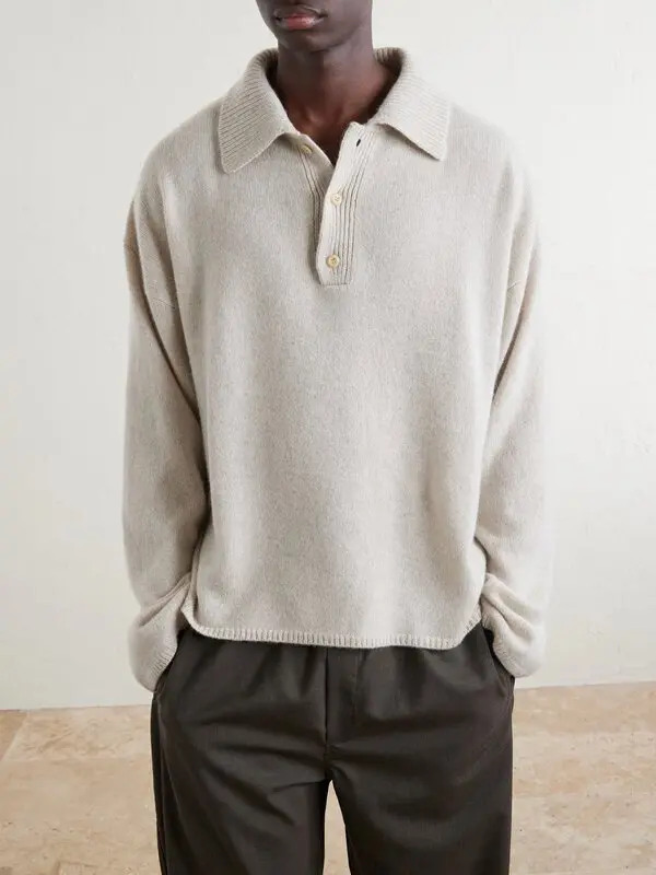 THE ELDER STATESMAN Dume Rugby Cashmere Polo Sweater