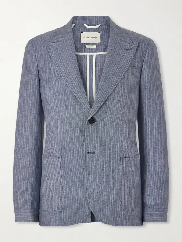 Oliver Peoples Wilkins Pinstriped Linen Suit Jacket