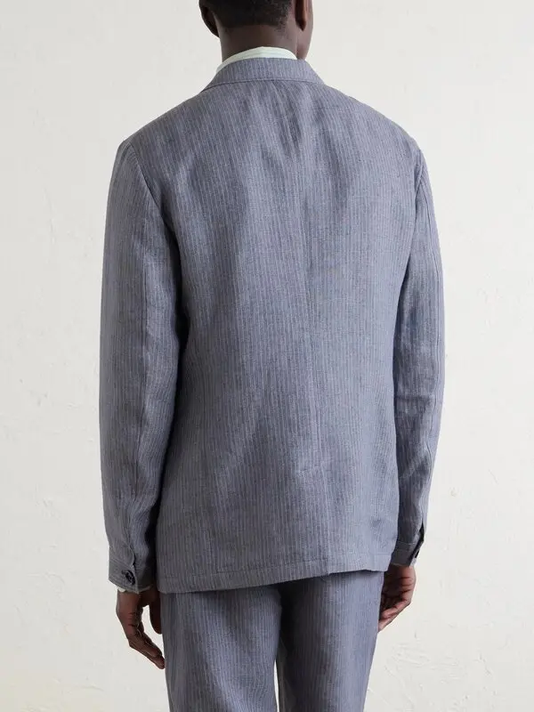 Oliver Peoples Wilkins Pinstriped Linen Suit Jacket