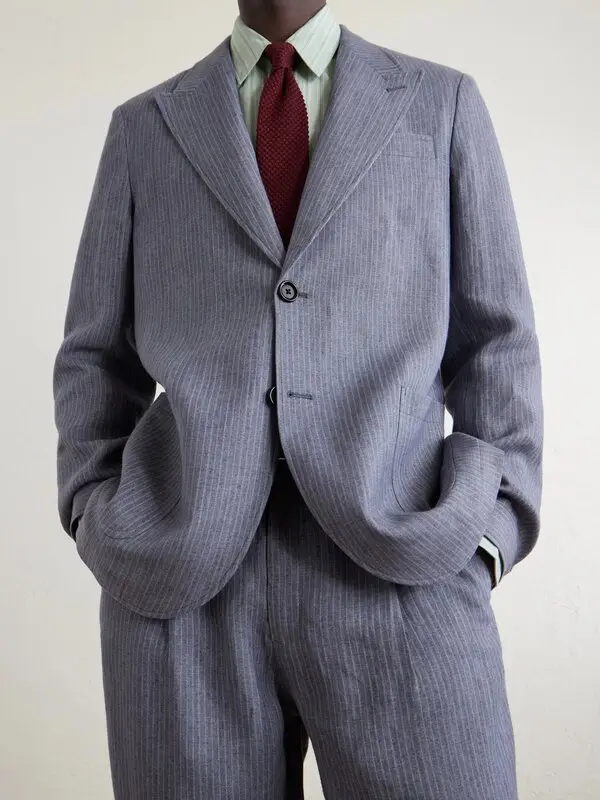 Oliver Peoples Wilkins Pinstriped Linen Suit Jacket