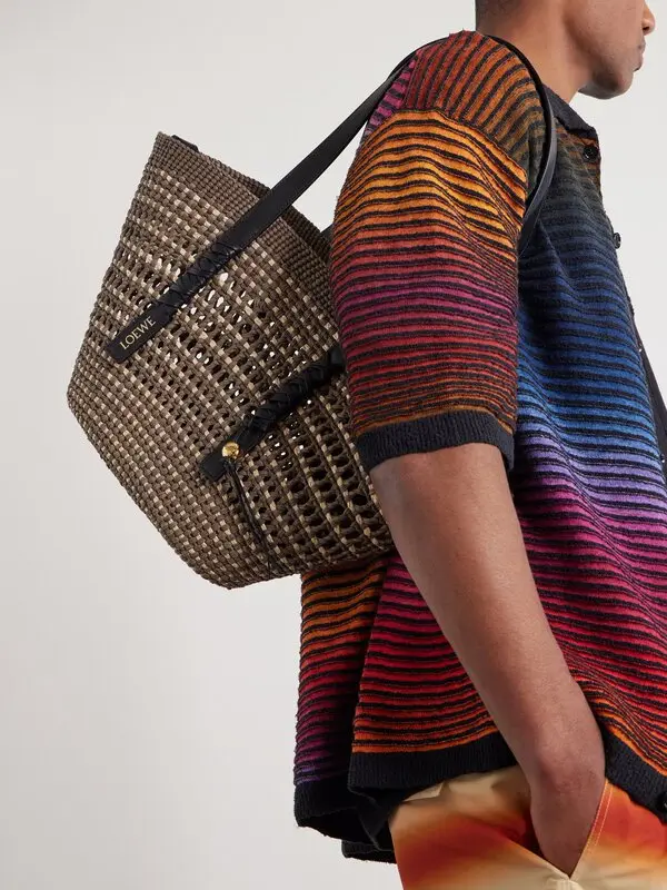 Loewe Logo-embellished Raffia Tote Bag - Brown