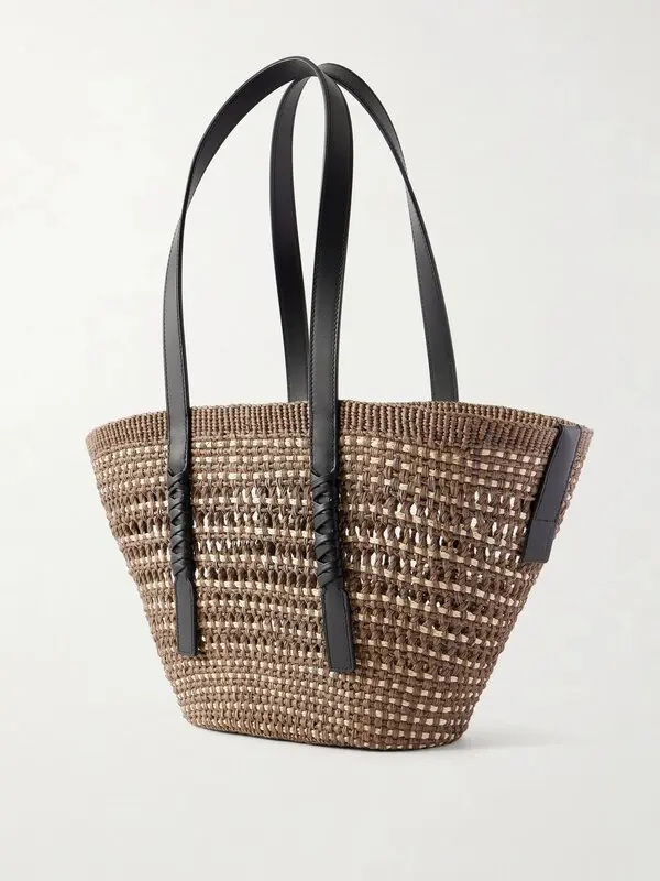 Loewe Logo-embellished Raffia Tote Bag - Brown