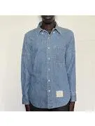 Thom Browne Armband In Washed Denim Shirt - Multicolor