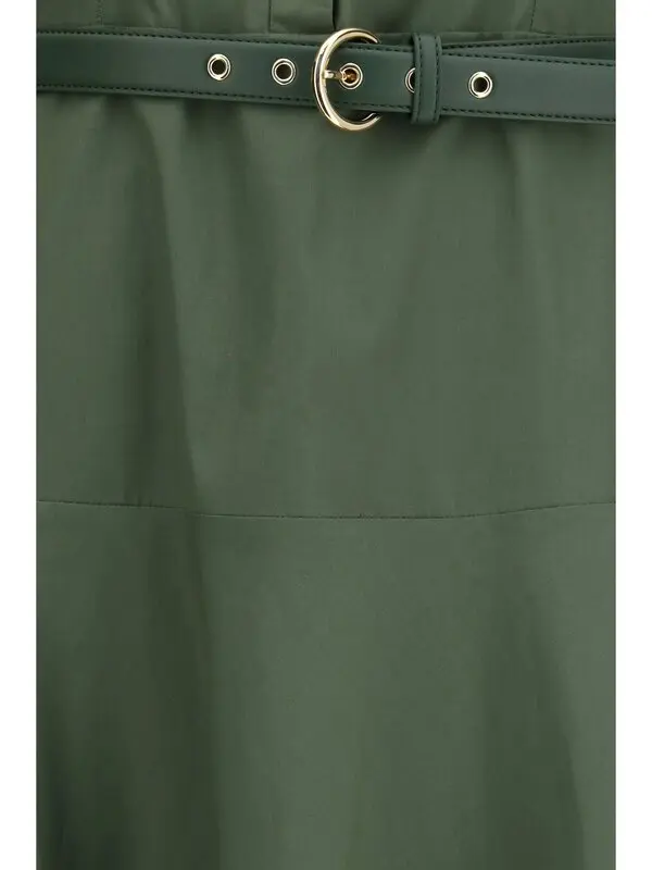 Max Mara Sleeveless Cotton Poplin Fit-and-flare Dress - Green