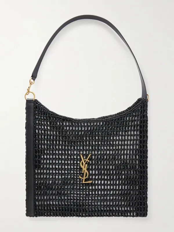 Saint Laurent Oxalis Woven Raffia Tote Bag - Black