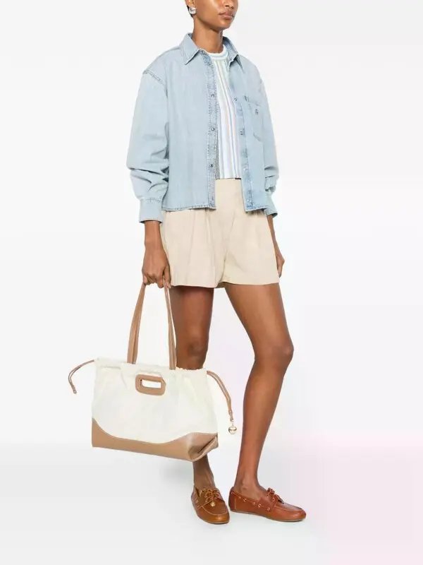 Maje Leather Trim Drawstring Tote Bag