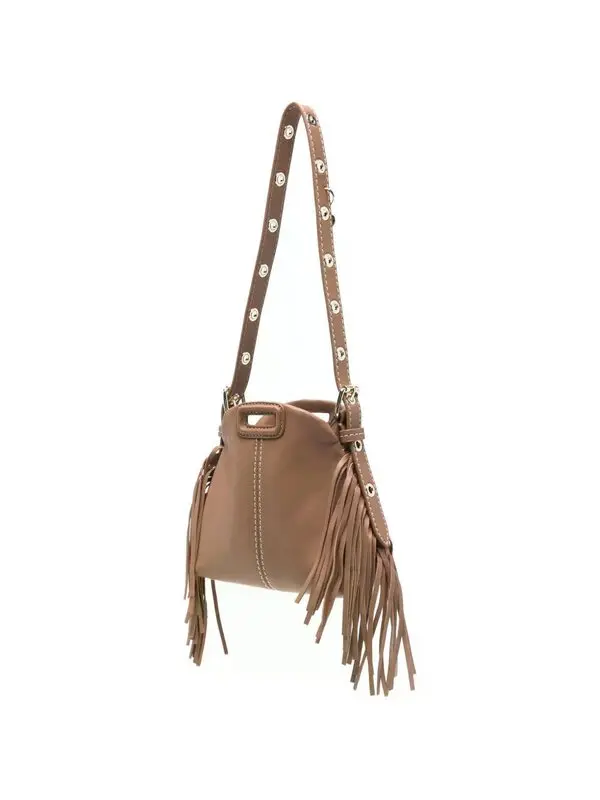 Maje Fringed Leather Mini Bag - Brown