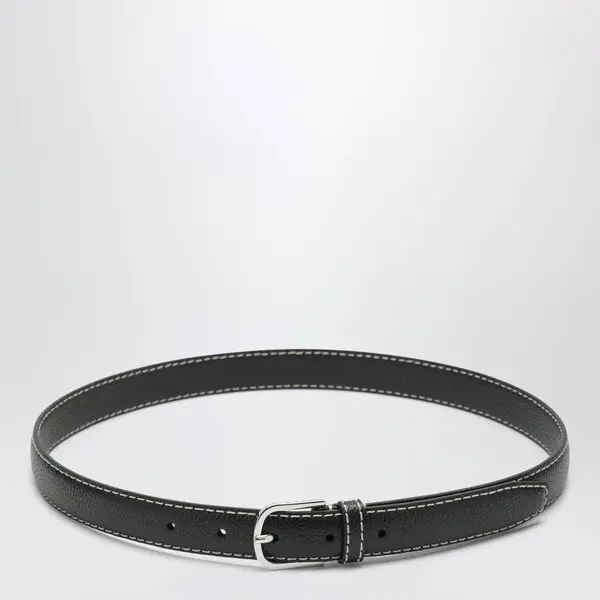 TOTEME Slim Hammered Leather Belt - Black
