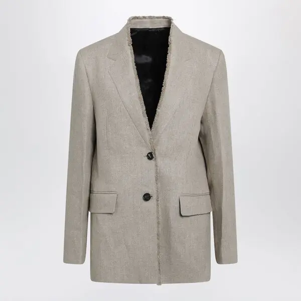 TOTEME Beige Frayed-lapel Natural Linen Blazer - Cream