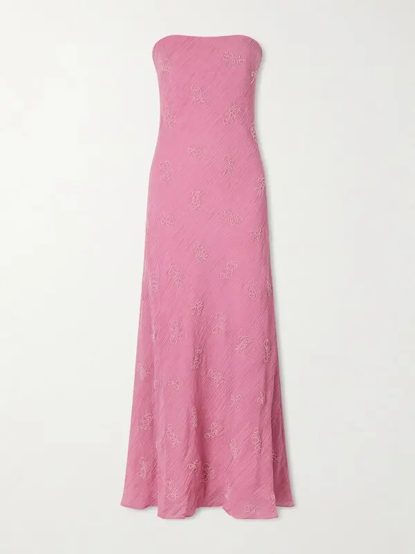 Staud Straud Cassie Strapless Beaded Maxi Dress - Pink