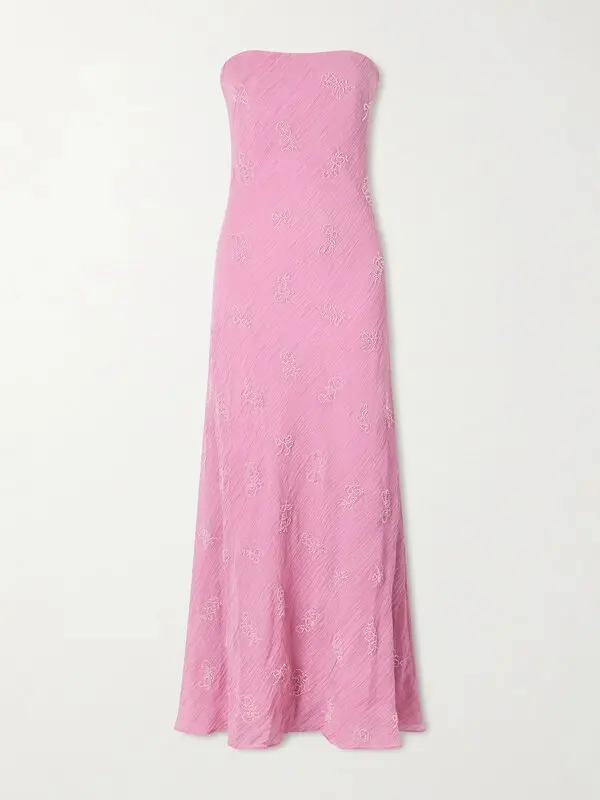 Staud Straud Cassie Strapless Beaded Maxi Dress - Pink