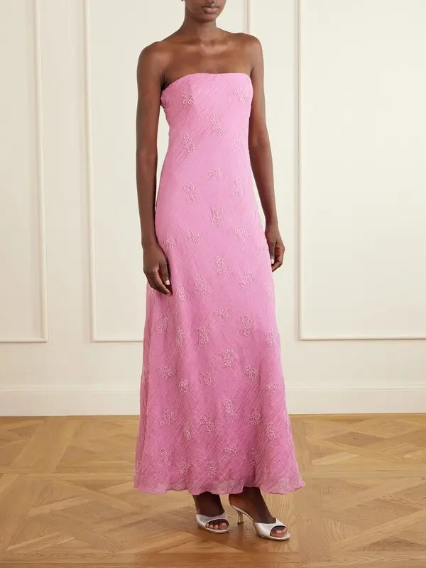 Staud Straud Cassie Strapless Beaded Maxi Dress - Pink