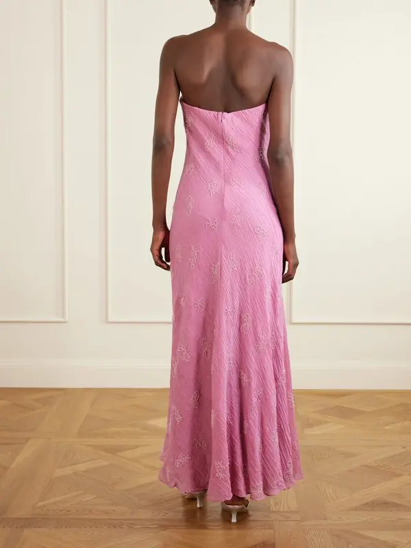 Staud Straud Cassie Strapless Beaded Maxi Dress - Pink