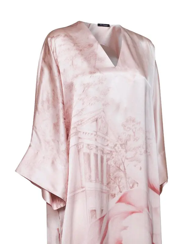 Kiton Printed Silk Long Kimono Dress