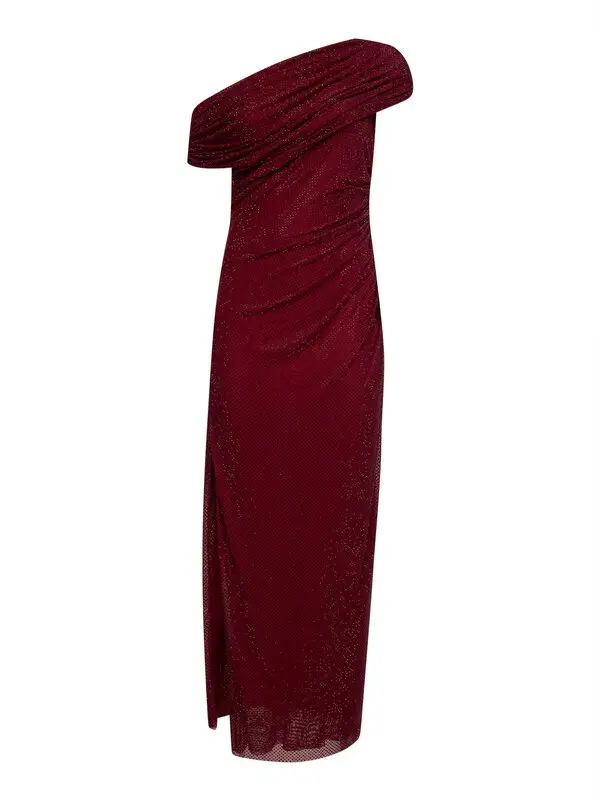 SELF-PORTRAIT One-shoulder Midi Dress With Rhinestone Embellishment - Multicolor