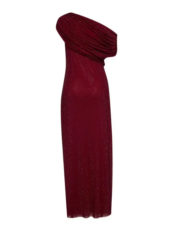 SELF-PORTRAIT One-shoulder Midi Dress With Rhinestone Embellishment - Multicolor