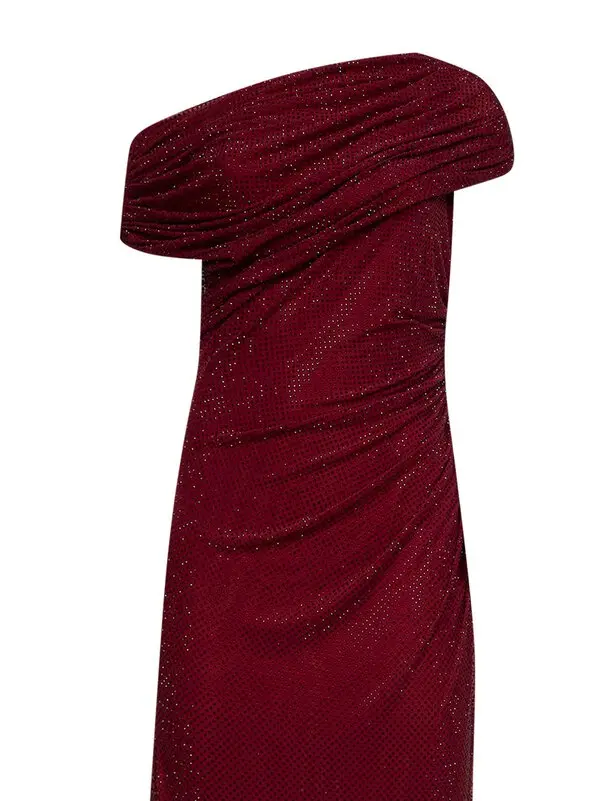 SELF-PORTRAIT One-shoulder Midi Dress With Rhinestone Embellishment - Multicolor
