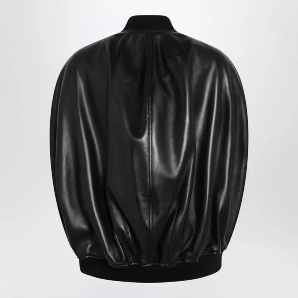 Balenciaga Leather Bomber Jacket - Black