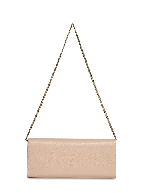Saint Laurent Grain De Poudre Leather Clutch With Metal Chain Shoulder Strap - Multicolor