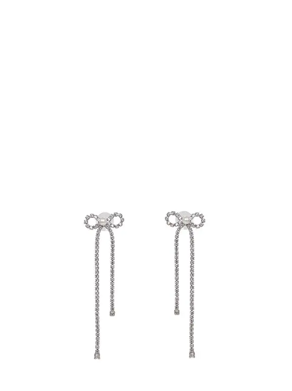 SELF-PORTRAIT Crystal Droplet Bow Earrings - Multicolor