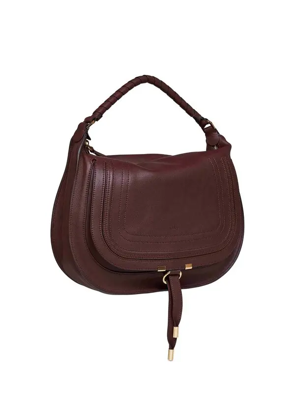 Chloé Marcie Small Shoulder Bag In Dark Velvet - Multicolor