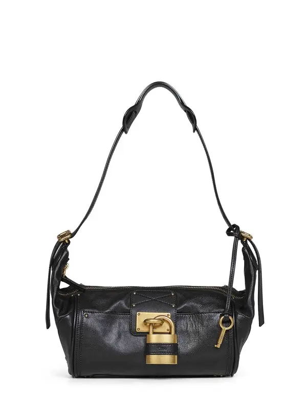 Chloé Paddington Black Grained Calf Leather Crossbody Bag With Padlock Detail - Multicolor