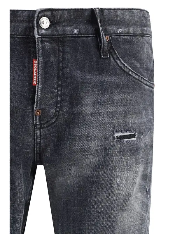 Dsquared2 Slim Twist Jeans With Abrasion Details - Black