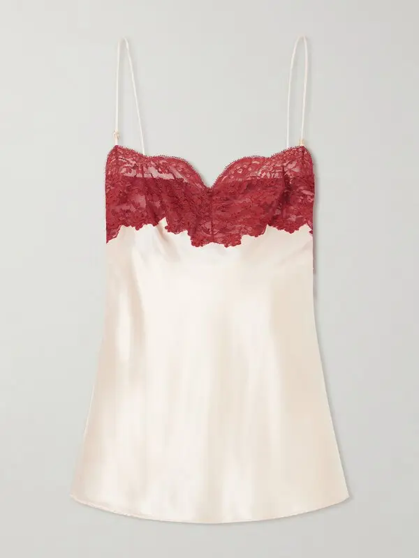 Saint Laurent Lace-trimmed Silk-satin Camisole - Orange