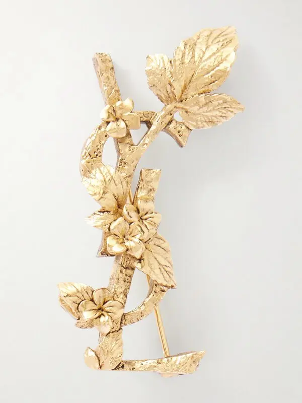 Saint Laurent Cassandre Hydrangea Brooch - Gold