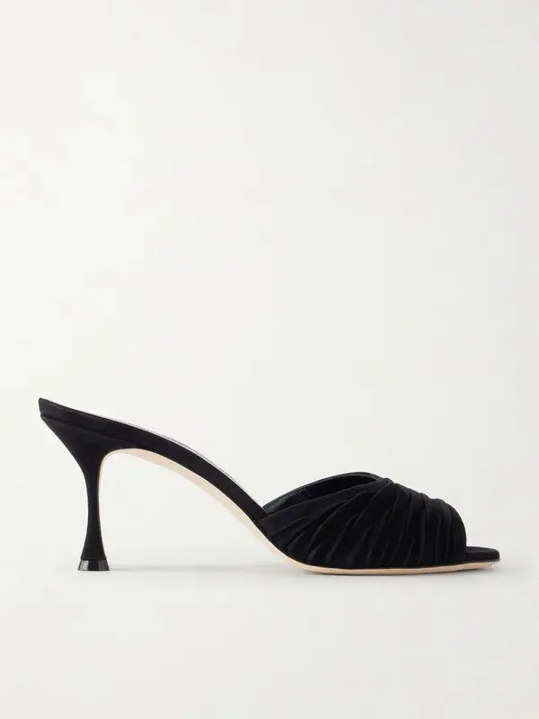 Manolo Blahnik Pirua' Suede Mules - Black