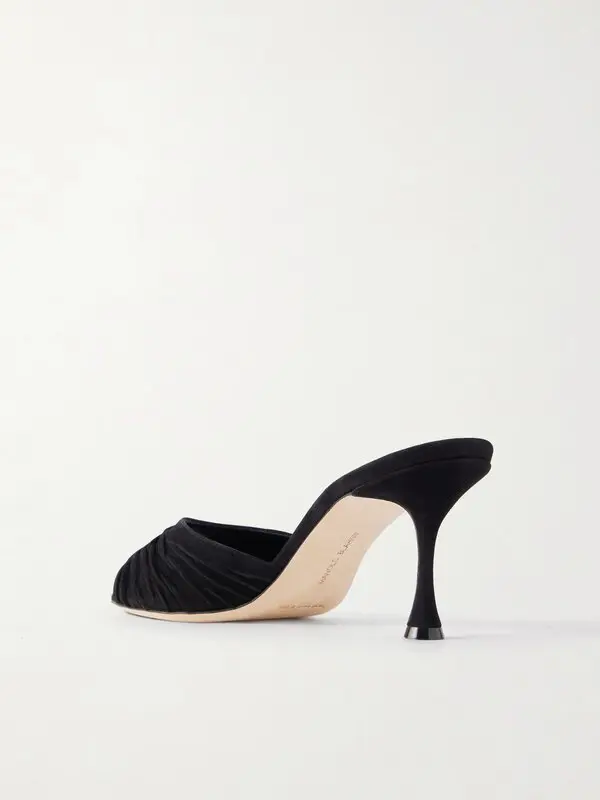 Manolo Blahnik Pirua' Suede Mules - Black
