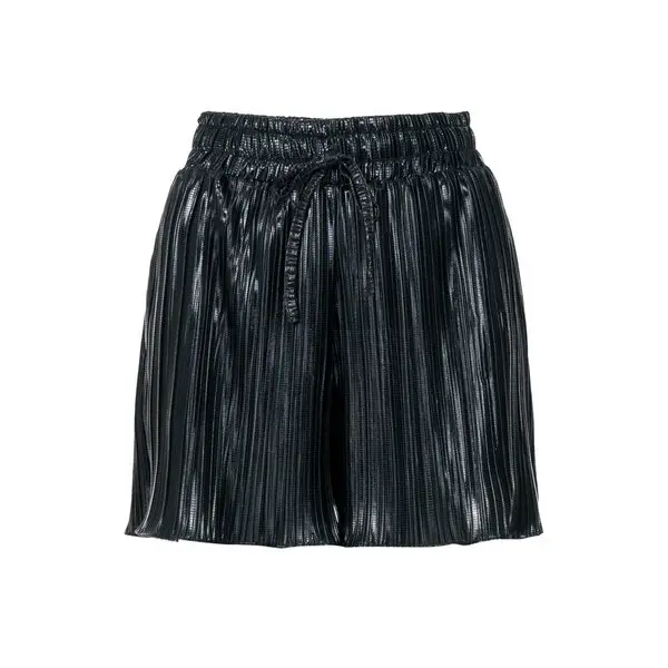 VAZAF Metallic Pleated Drawstring Shorts - Black