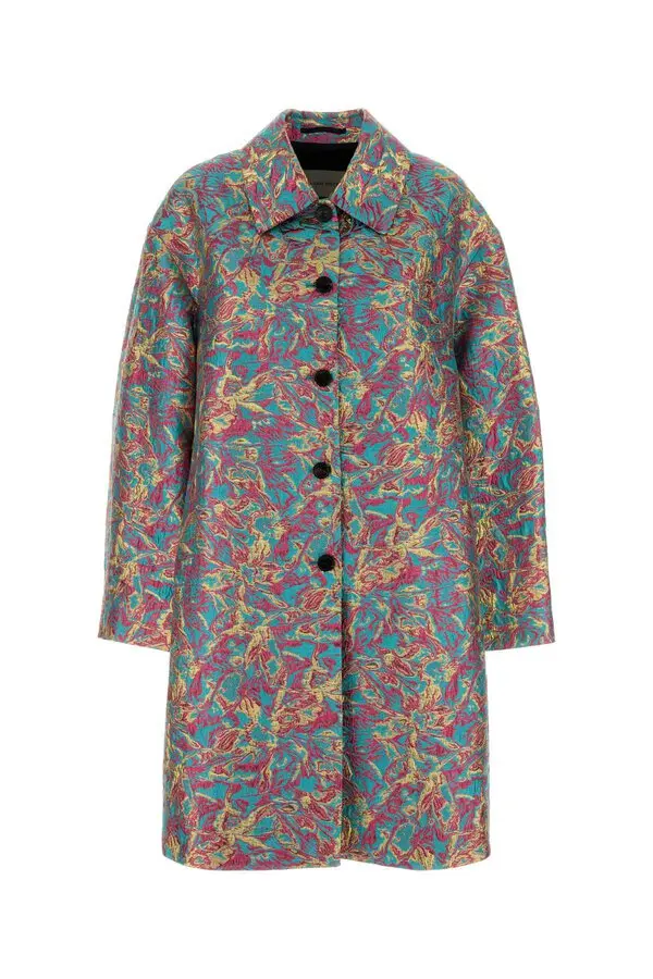 Dries Van Noten Embroidered Jacquard Coat - Multicolor