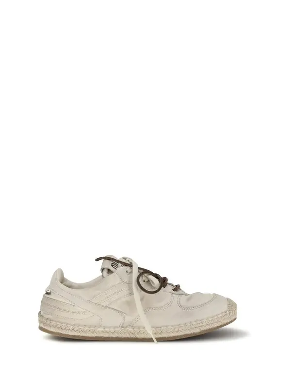 Miu Miu Canvas Gymnasium Espadrille Sneakers - Cream