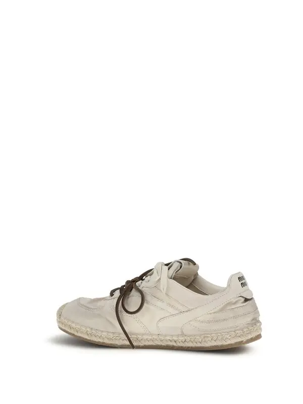 Miu Miu Canvas Gymnasium Espadrille Sneakers - Cream