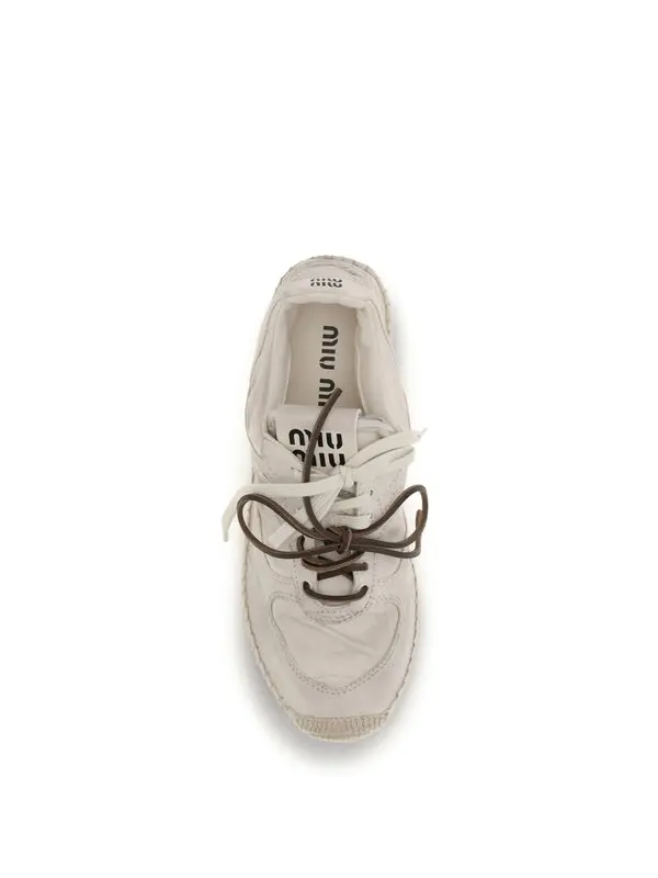 Miu Miu Canvas Gymnasium Espadrille Sneakers - Cream
