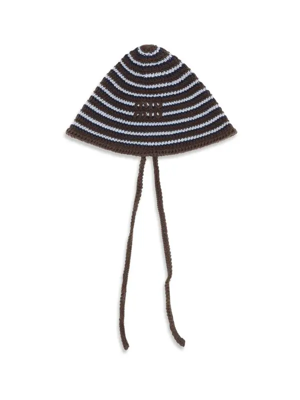 Miu Miu Cotton Crochet Hat - Brown