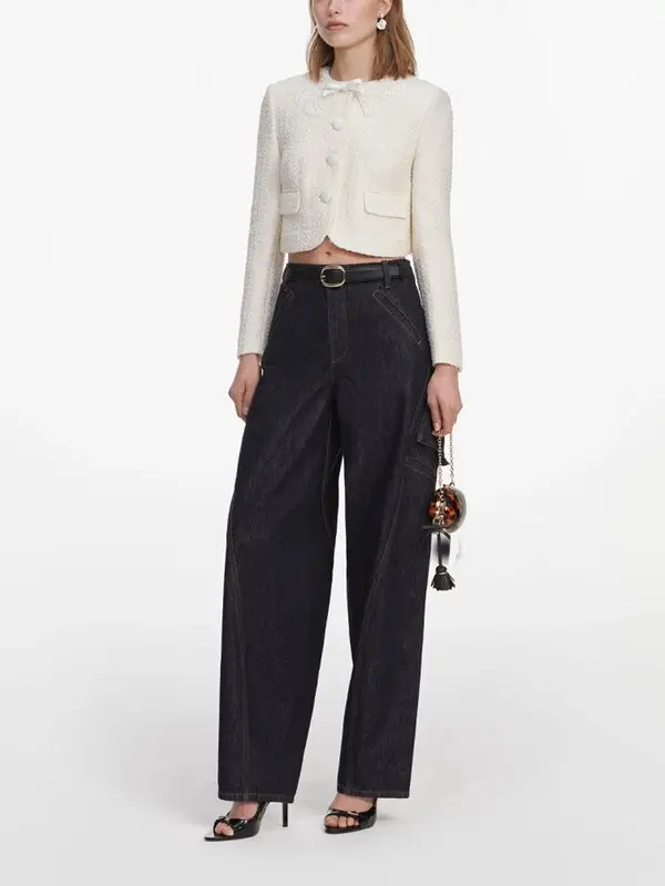 SELF-PORTRAIT Lace Collar Bouclé Jacket - Multicolor