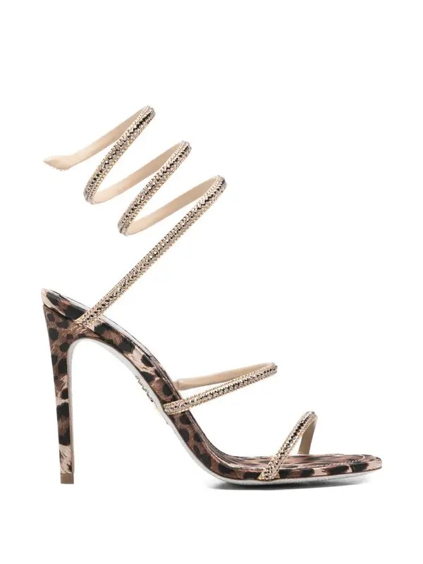 Rene Caovilla Embellished Leopard Print Stiletto Sandals - Multicolor