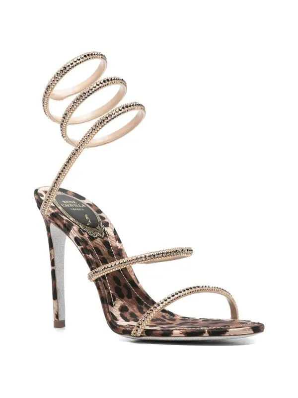 Rene Caovilla Embellished Leopard Print Stiletto Sandals