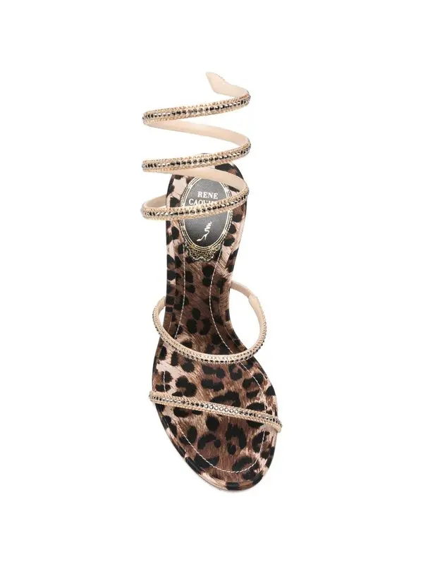 Rene Caovilla Embellished Leopard Print Stiletto Sandals