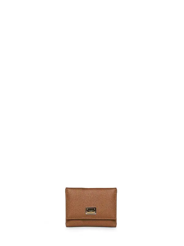 Dolce & Gabbana Caramel Dauphine Leather French Flap Wallet - Multicolor