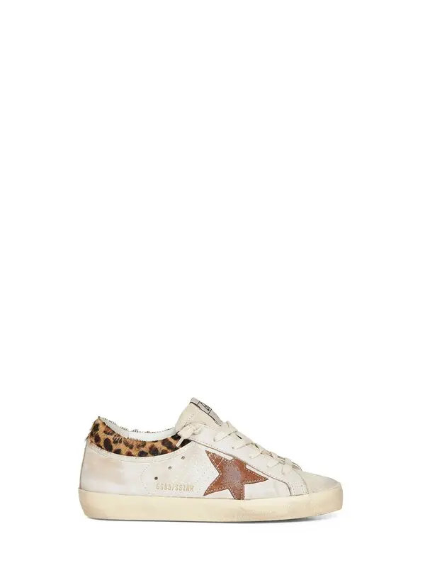 GOLDEN GOOSE Super-star Sneakers With Suede Star And Leopard Print Heel Counter - Multicolor