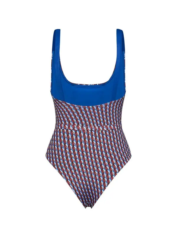 Fendi Ff Waves Belted One-piece Swimsuit