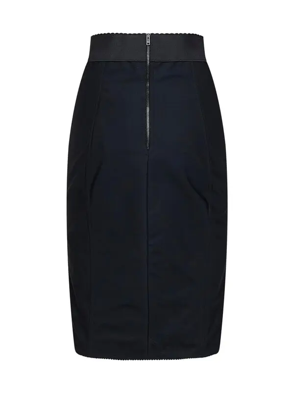 Dolce & Gabbana Black Satin And Lace Pencil Midi Skirt - Multicolor