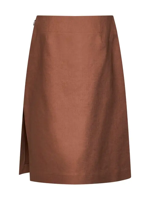 Fendi Midi Skirt In Linen And Cotton