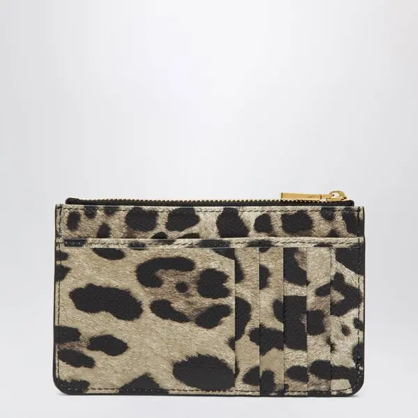 Dolce & Gabbana Leopard-print Dauphine Leather Card Holder With Zip
